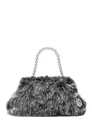 Michael Kors Goldie Large Faux Fur Clutch In By - Black
