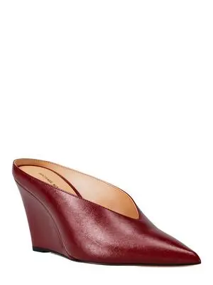Michael Kors Xandra Leather Wedge Mule In - Size 5 By Red