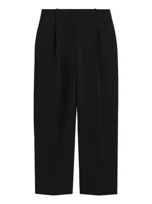 Cos Pleated Crepe Straight-leg Pants - Black
