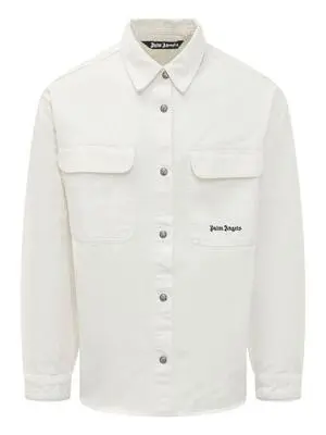 Palm Angels Classic Logo Loose Denim Shirt - White