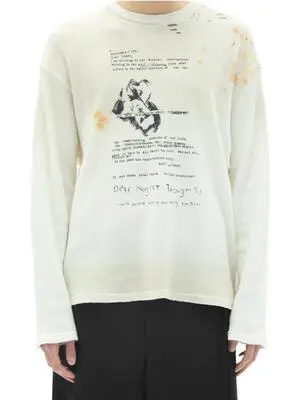 ANN DEMEULEMEESTER Emil Dear Diary Long-sleeve T-shirt - Chalk White