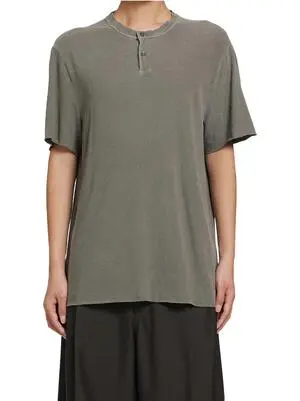 JAMES PERSE Henley-neck Short-sleeve T-shirt - Gray