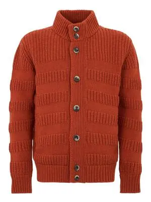 Herno Button-up High Neck Cardigan - Orange