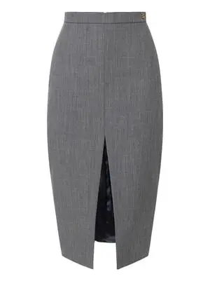 Elisabetta Franchi Front-slit Midi Skirt - Grey