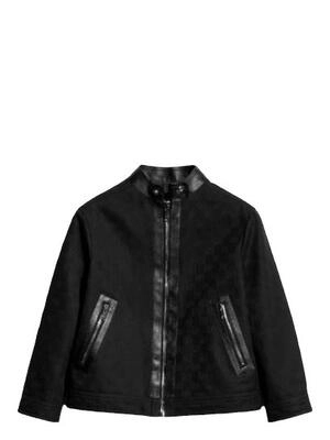 GUCCI GG-jacquard Leather-trim Bomber Jacket