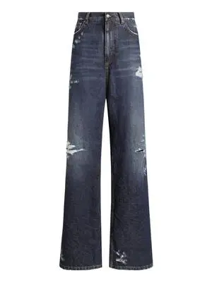 Dolce & Gabbana Dolce Gabbana Distressed Wide-leg Jeans - No