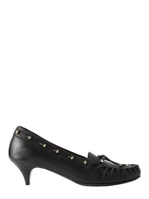 Khaite Whipstitched Textured-leather Pumps Black