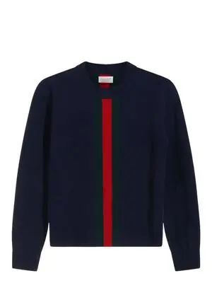 Gucci Web Stripe Wool Sweater - Dark Blue