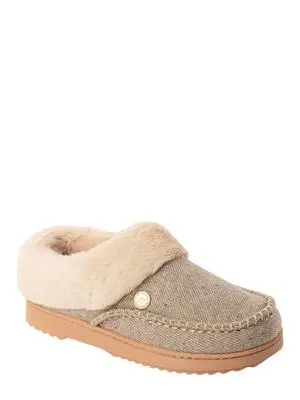 DEARFOAMS Nyla Plaid Moccasin Toe Clog Slippers - Fossil