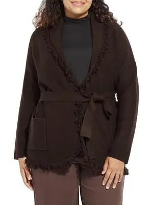 Lyssé Dixie Fringe Belted Cardigan - Double Espresso