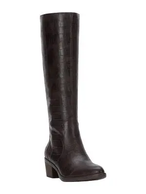 Lucky Brand Frahna Leather Knee High Boot - Cocoa