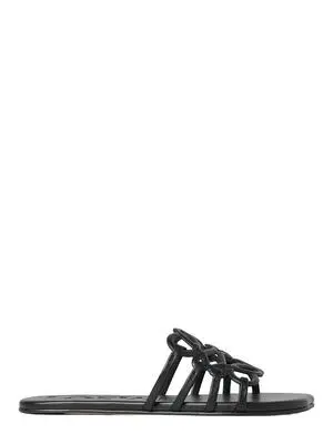 Loewe Anagram Petal Low-heeled Mule Sandals In Smooth Calfskin Leather - Black