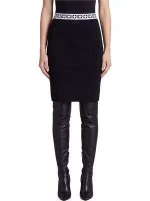 Versace Slim Fit High-waisted Geometric Pencil Midi Skirt - Black