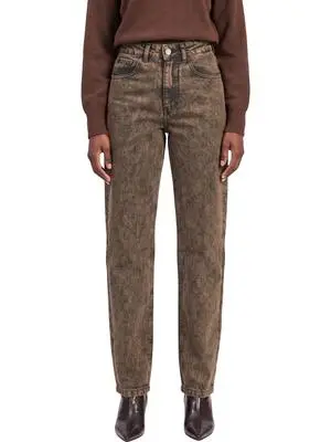 Federica Tosi High-waisted Straight-leg Jeans In Crinkled-effect Denim - Brown