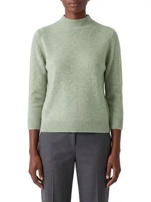 ROBERTO COLLINA Long-sleeved Wool Turtleneck Jumper With Ribbed Trims - Sage