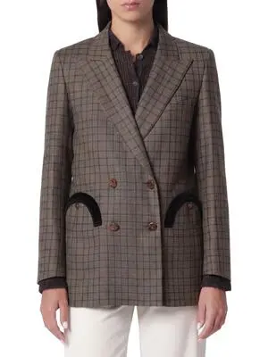 BLAZÉ MILANO Check Pattern Virgin Wool And Cashmere Double-breasted Blazer - Green
