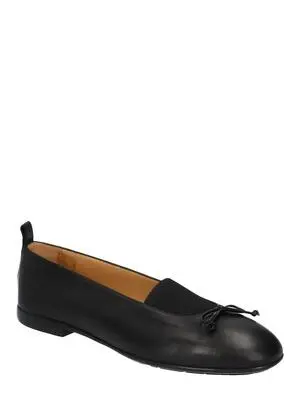 GIOVANNI FABIANI Bow Leather Ballet Flat - Black