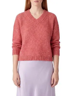 ROBERTO COLLINA V-neck Alpaca And Wool-blend Jumper With Ribbed Trims Pink