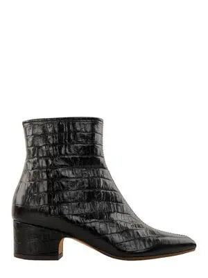 Chie Mihara Cumiya Croc-embossed Leather Ankle Boots - Black