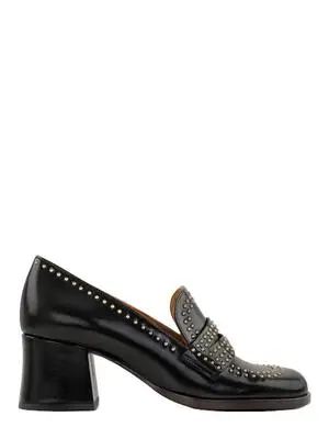 Chie Mihara Taleah Soft Leather Heeled Loafers - Black