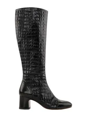 Chie Mihara Nishawa Crocodile-embossed Patent Leather High Boots - Black