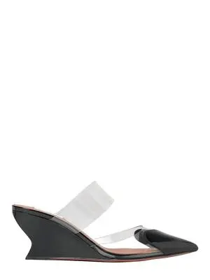 Alaïa Le Cœur Patent Leather Wedge Mules With Almond Toe - Black
