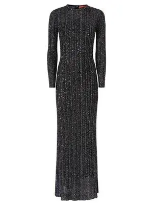Missoni Long Crewneck Striped Knit Dress With Sequins - Multicoloured