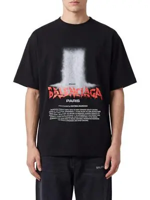 Balenciaga Relaxed Fit Cotton T-shirt With Contrast Logo - Black