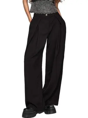 DISTURBIA Devin Pleated Palazzo Trouser - Black