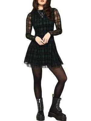DISTURBIA Vesica Flocked Mini Dress - Green