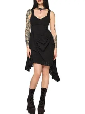 DISTURBIA Vivienne Checked Ruched Mini Dress - Black