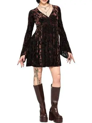 DISTURBIA Dakota Flare Sleeve Mini Dress - Brown