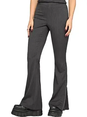 DISTURBIA Lea Pinstripe Zip Bootcut Trouser - Grey
