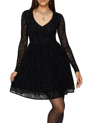 DISTURBIA Disrupt Flocked Mesh Mini Dress - Black