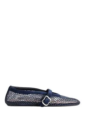 Alaïa Mesh And Leather Mary Jane Ballet Flats With Adjustable Strap - Ink