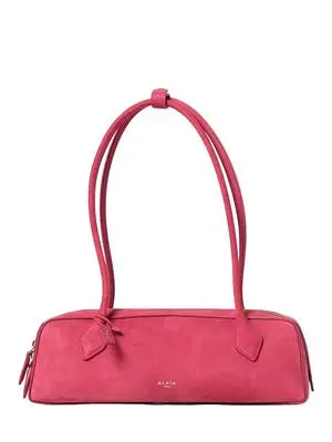 Alaïa Medium Le Teckel Calfskin Leather And Nubuck Shoulder Bag Red