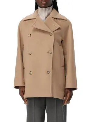 Max Mara Double-breasted Short Coat In Virgin Wool And Cashmere - Beige