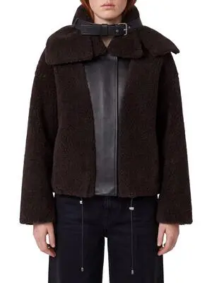 Sportmax Cropped Faux Fur Jacket With Drawstring And A Relaxed Fit Brown