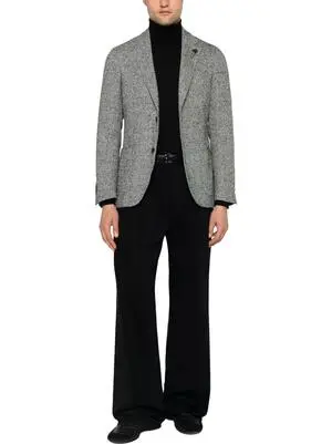LARDINI Iconic Herringbone-pattern Blazer - Black