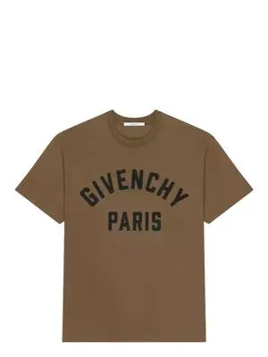 Givenchy T-shirt In Cotton With Paris Embroidery - Brown