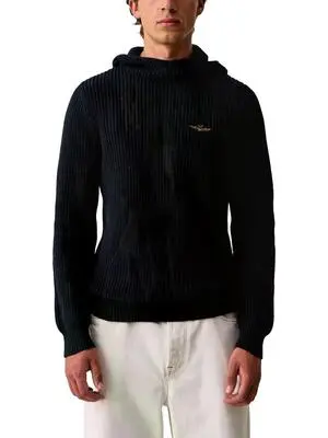 AERONAUTICA MILITARE Ribbed-knit Hoodie - Blue