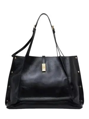 POLLINI Austin Stud-embellished Leather Shoulder Bag Black