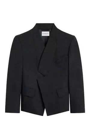 Givenchy Reverse Lapel Jacket In Wool - Grey