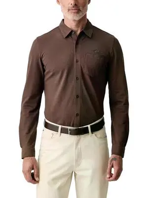 AERONAUTICA MILITARE Logo-embroidered Chest-pocket Shirt - Brown