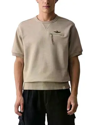 AERONAUTICA MILITARE Short-sleeve Zip-pocket Sweatshirt - Neutrals