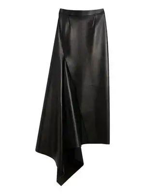Givenchy Slashed Long Skirt In Leather - Black