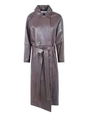 Magda Butrym Belted Leather Coat - Brown