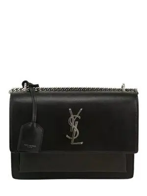 Saint Laurent 2010s Medium Sunset Shoulder Bag Black