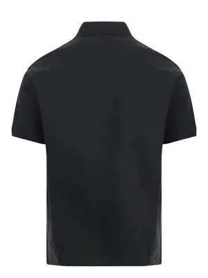Emporio Armani Chevron-patterned Cotton Polo Shirt - Black