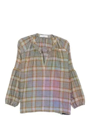 A.SHIRT MILANO Marella Check-pattern Puff-sleeve Blouse - Grey